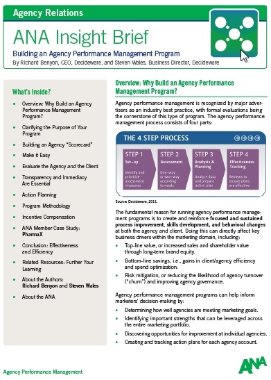 ANA Agency Evaluation Insights Brief Building Agency Performance